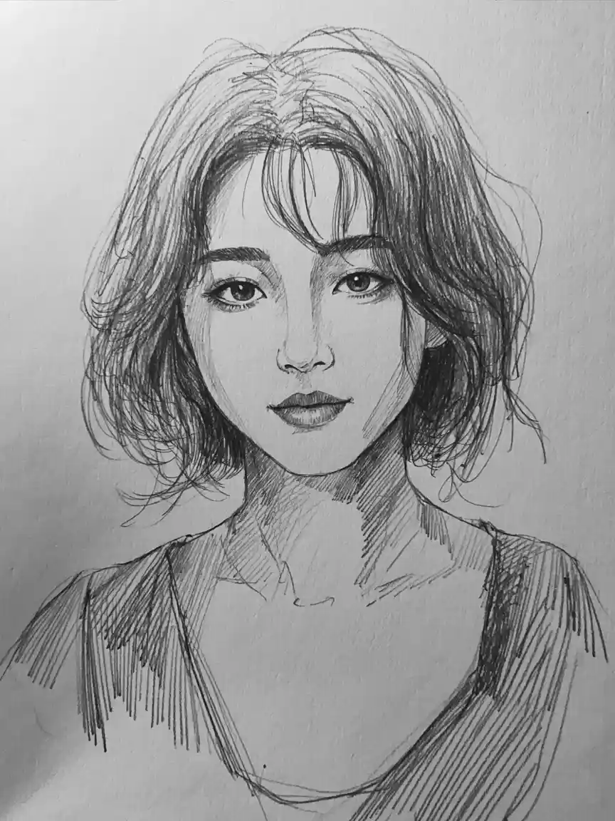 Minimalist Pencil Sketch AI Portraits